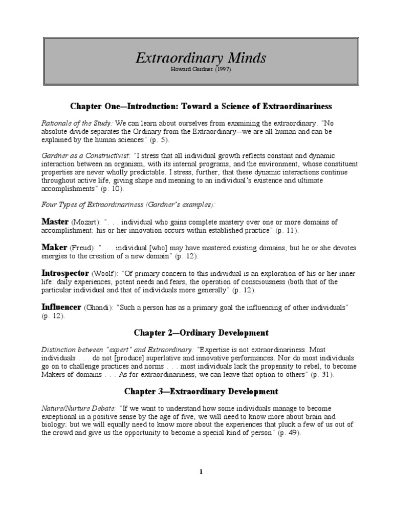 Howard Gardner's Theory of Extraordinary Minds | PDF | Consciousness | Mind