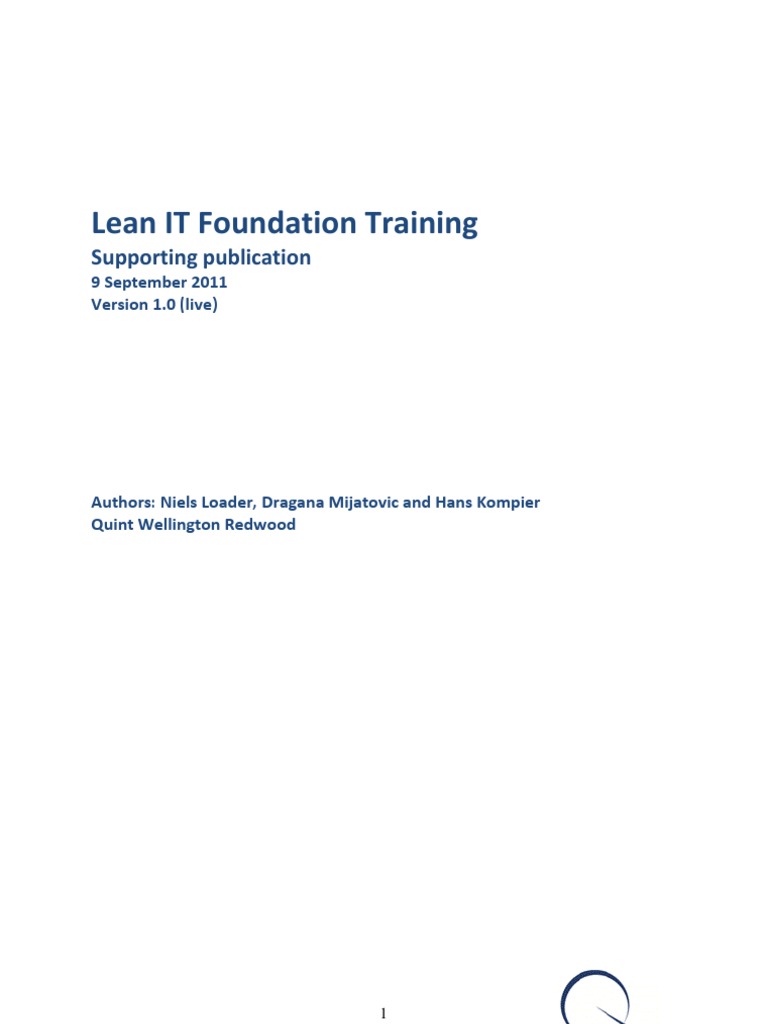 Lean IT Foundation Publication v1.0 PDF | PDF | Lean Manufacturing ...