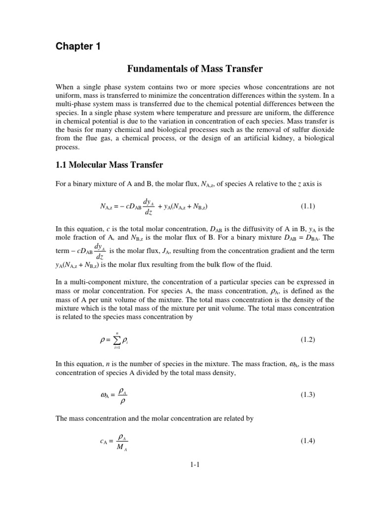 Fundamentals of Molecular Mass Transfer in Multicomponent Systems | PDF ...
