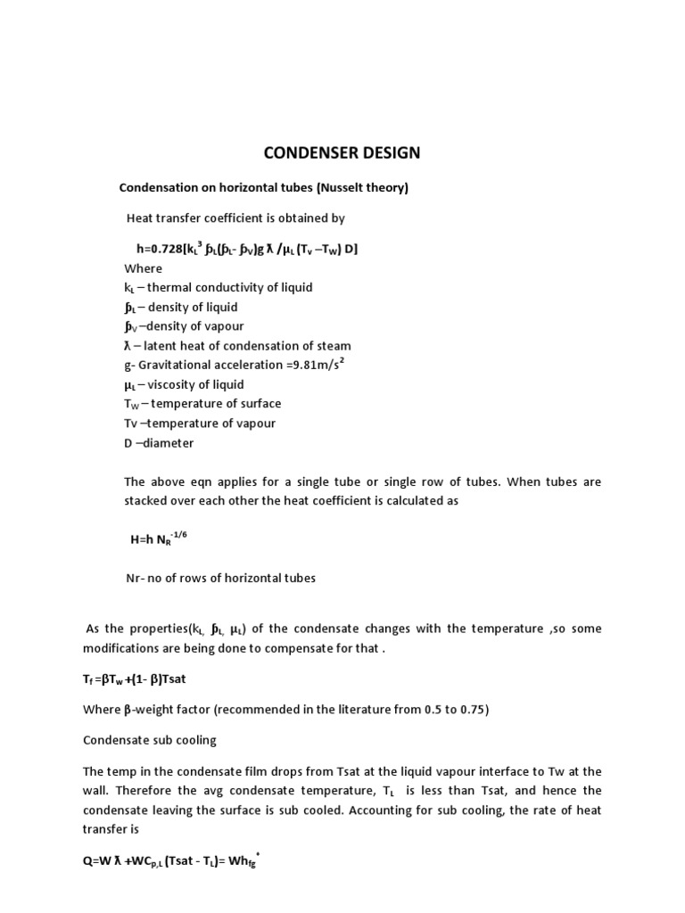 Condenser Design Procedure | PDF | Heat Transfer | Condensation