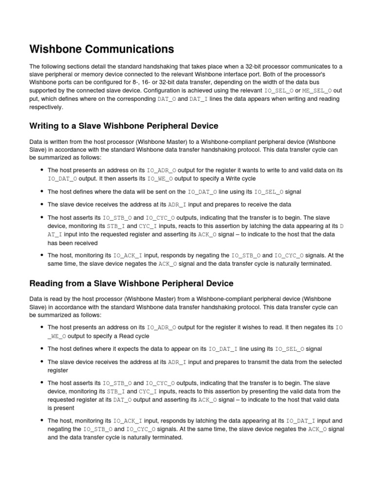 Wishbone Communications: Writing To A Slave Wishbone Peripheral Device ...