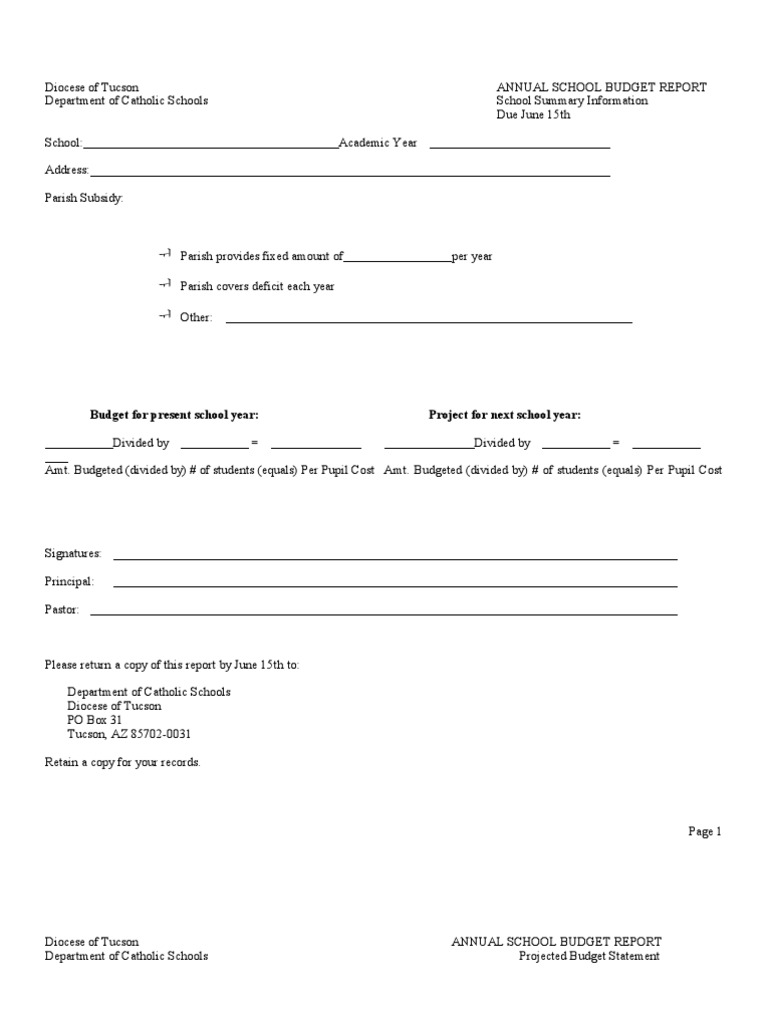Annual School Budget Report Form | PDF | Fee | Insurance