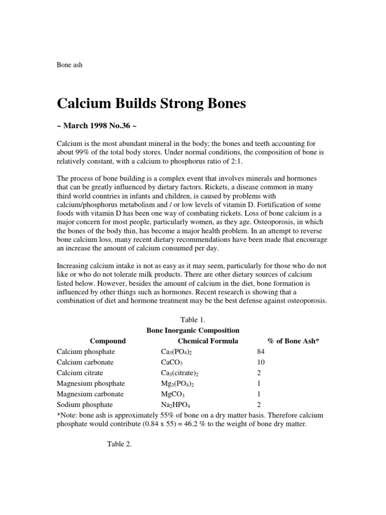 Essential Calcium Sources for Bone Health | PDF