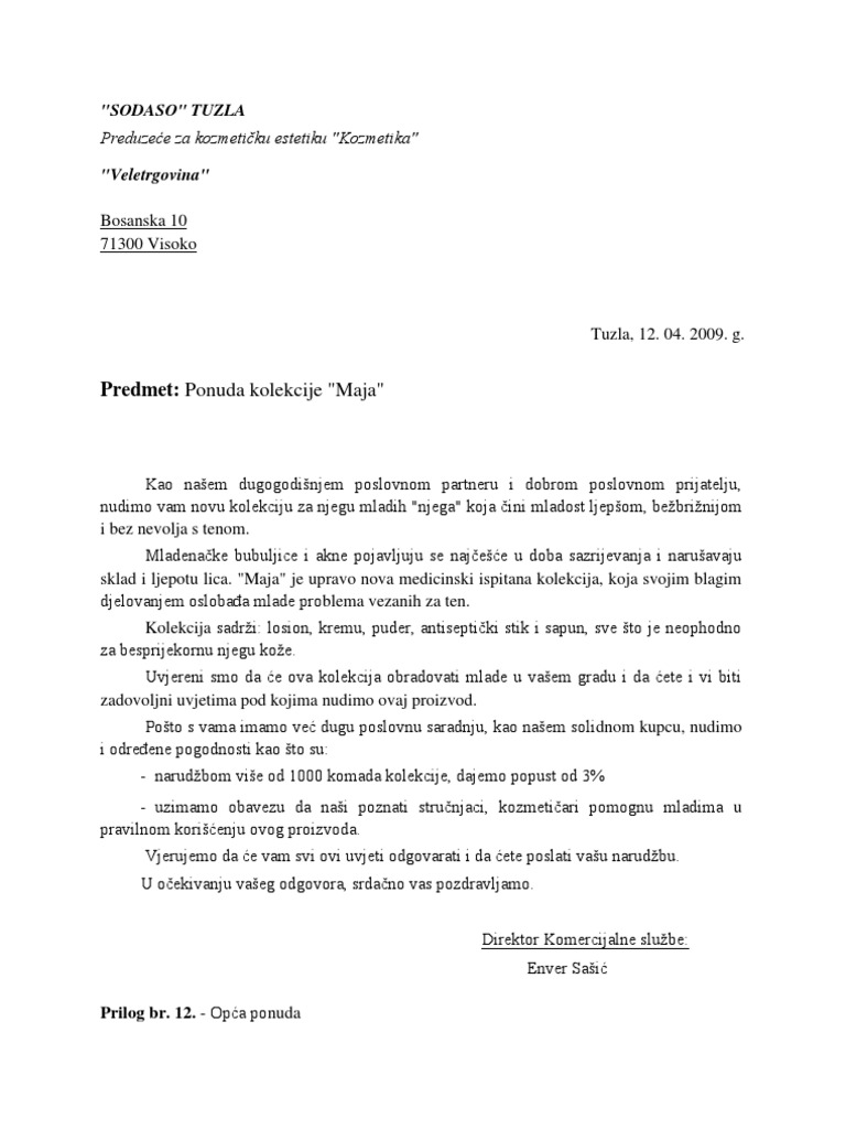 Primjer Ponuda | PDF