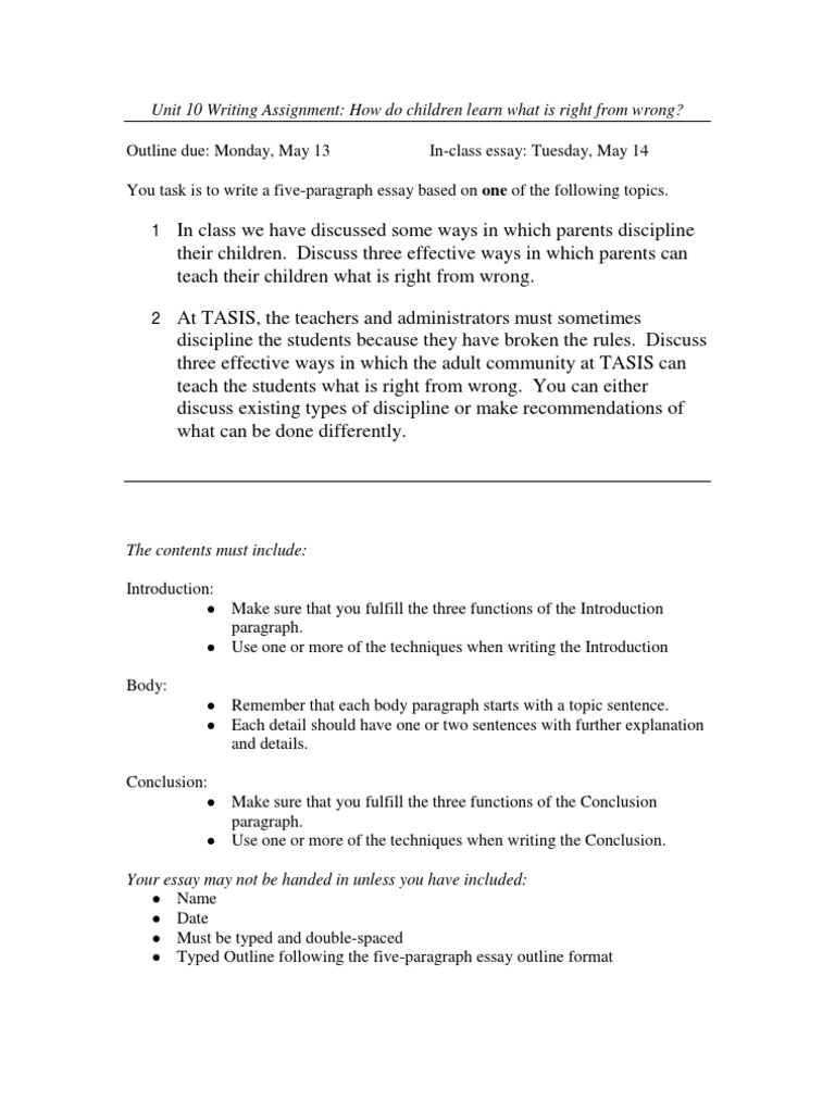 Discipline Writing Assignment Guidelines | PDF