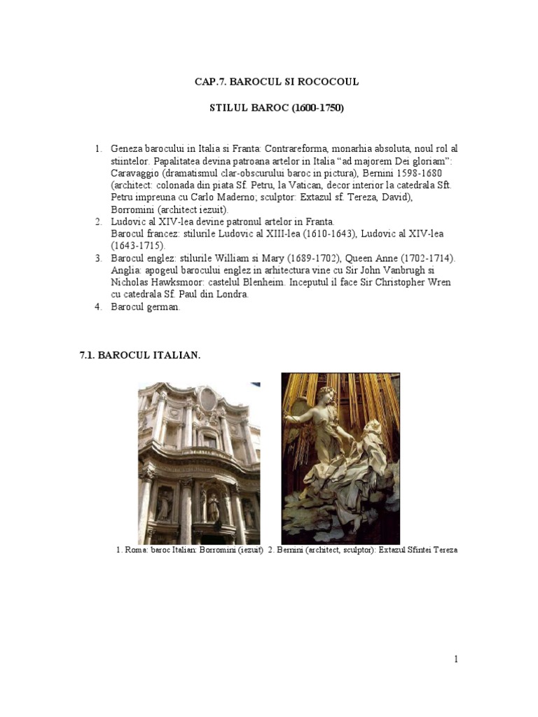 Stilul arhitectural Baroc Si Rococo