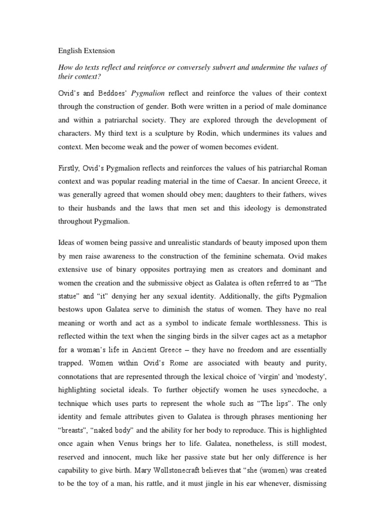 Pygmalion | PDF | Patriarchy | Gender