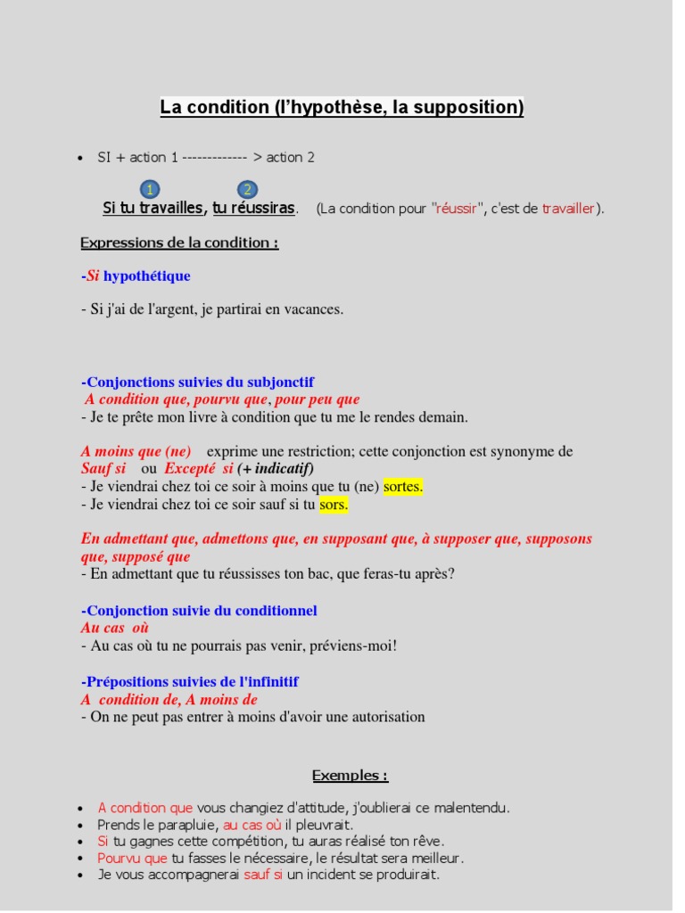 Expressions et Conjonctions de Condition | PDF