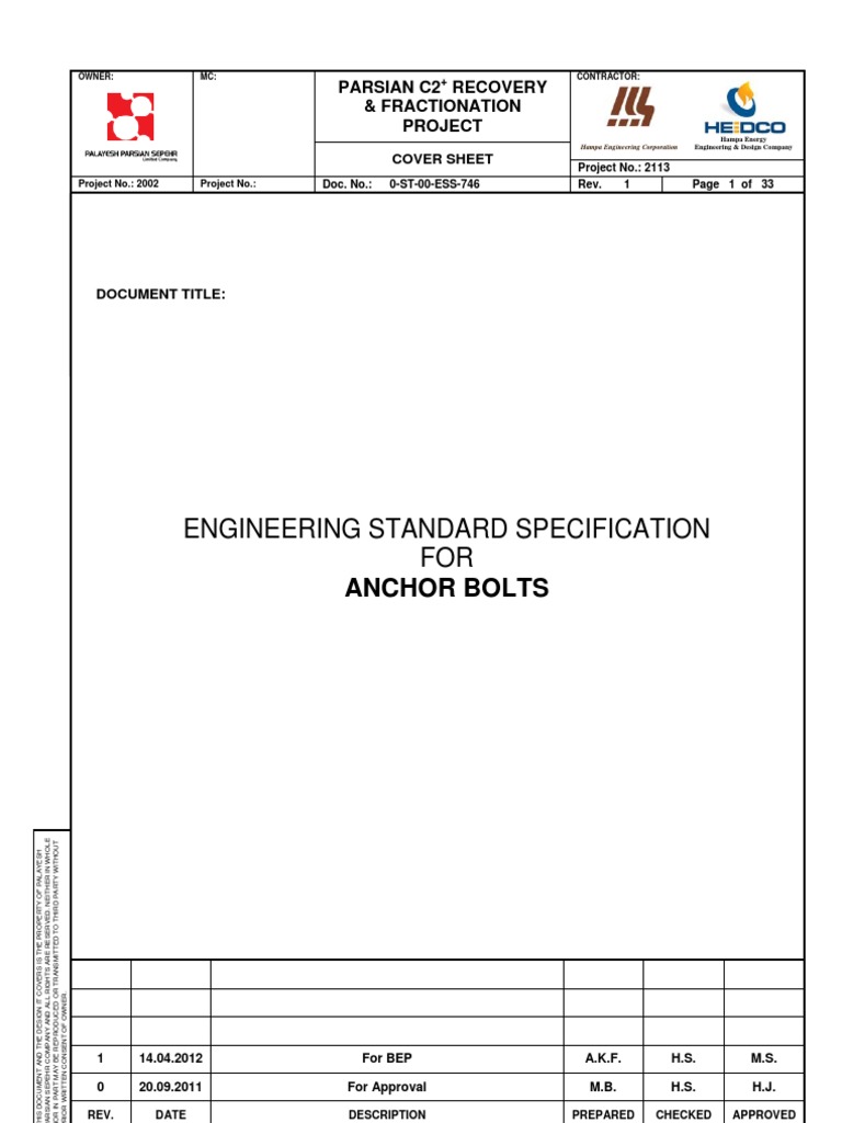 Anchor Bolts | PDF | Screw | Structural Steel