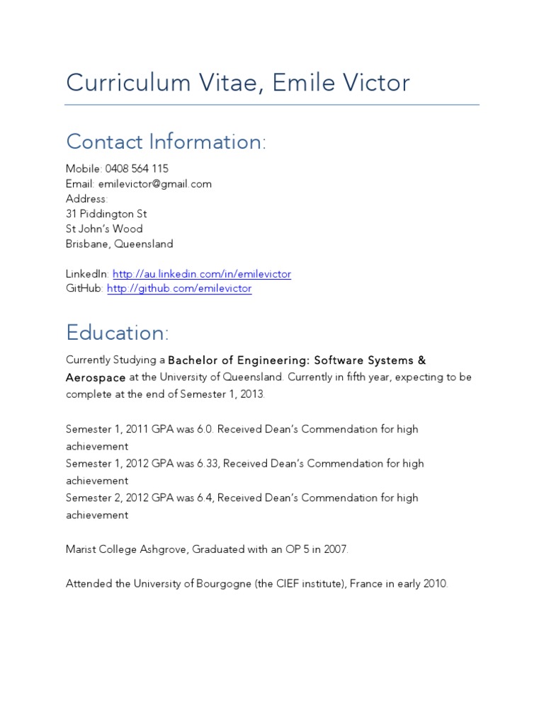 CV Emile Victor | PDF | Scripting Language | World Wide Web