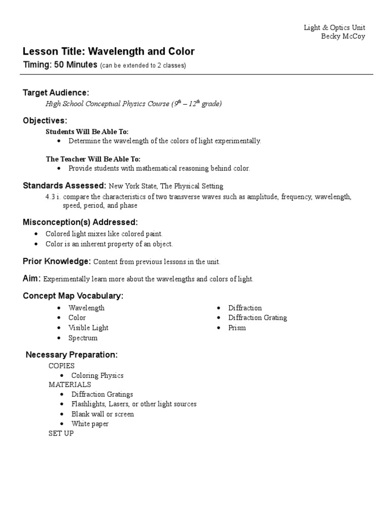 5 Wavelength and Color | PDF | Wavelength | Color