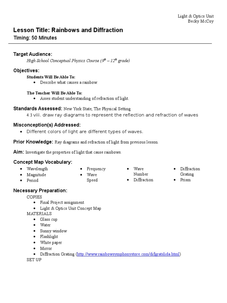 4 Rainbows and Diffraction | PDF | Refraction | Light