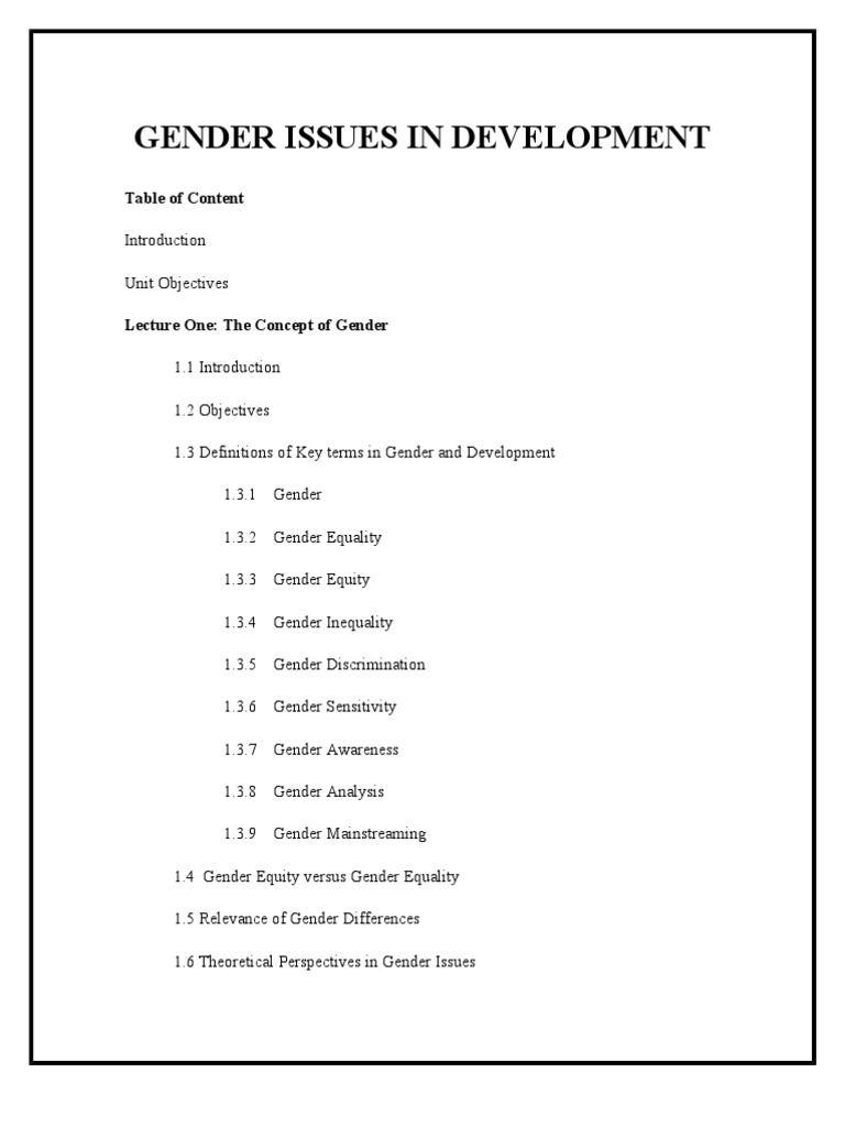 Gender Issues in Development Guide | PDF | Social Constructionism ...