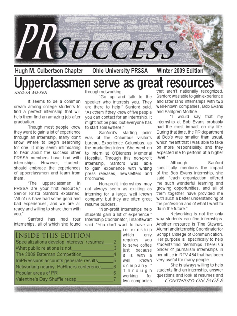 Uccess: Upperclassmen Serve As Great Resources | PDF | Public Relations ...