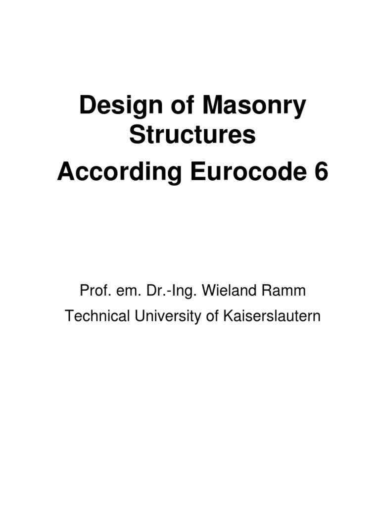 Design of Masonry Structures EC6 | PDF | Masonry | Strength Of Materials