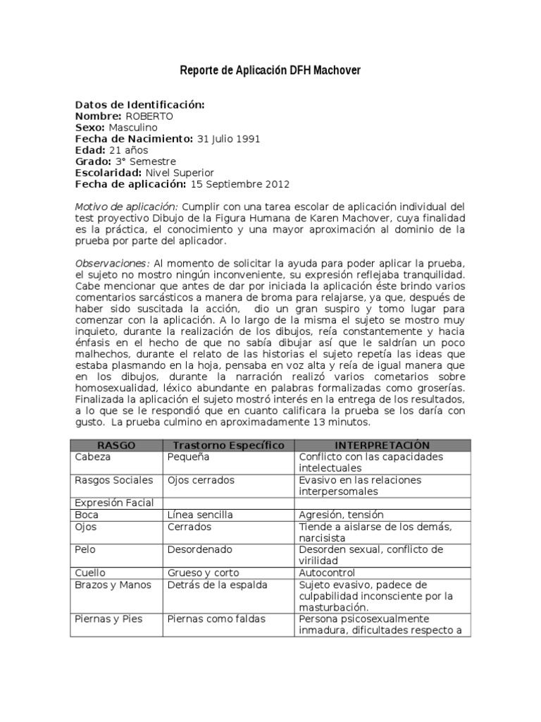 EJEMPLO Reporte DFH Machover
