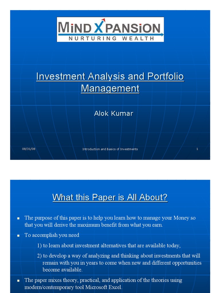 Introduction - Basics of Investm | PDF | Investing | Financial Economics
