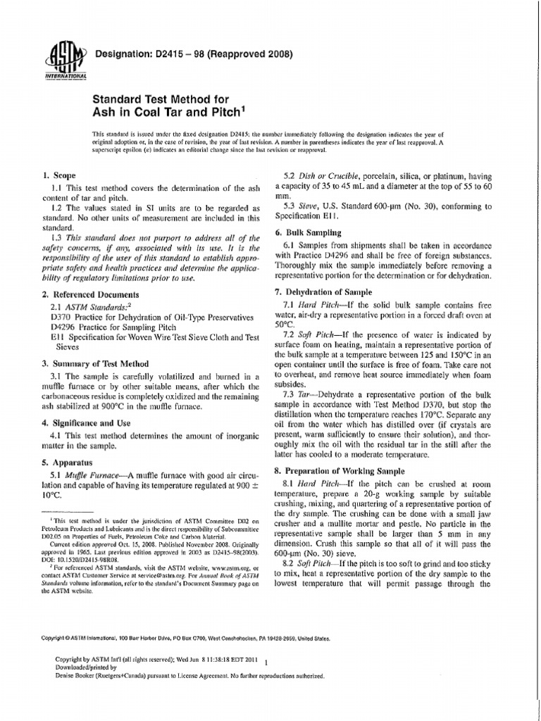 ASTM D 2415 Ash | PDF