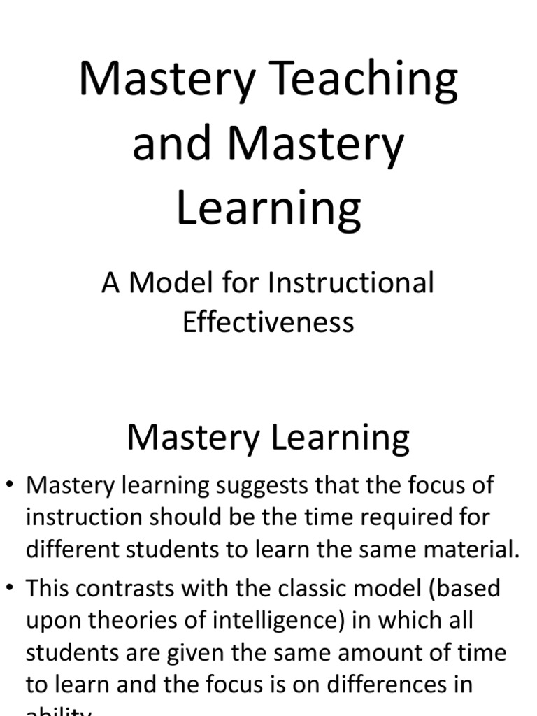 Mastery Teaching and Mastery Learning | PDF | Educational Psychology ...