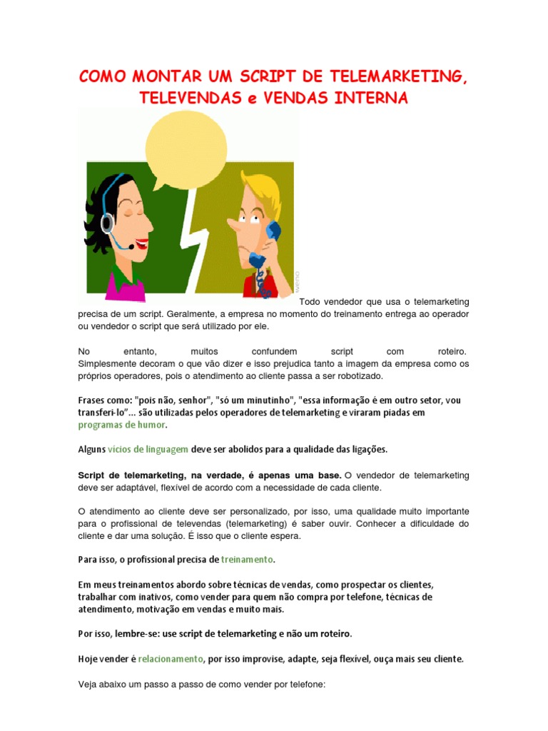 Como Montar Um Script de Telemarketing | PDF | Roteiro | Cláudio