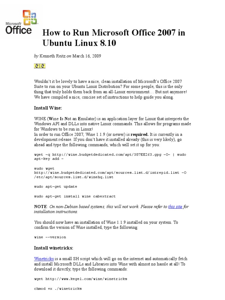 How To Run Microsoft Office 2007 in Ubuntu Linux 8.10: Install Wine ...