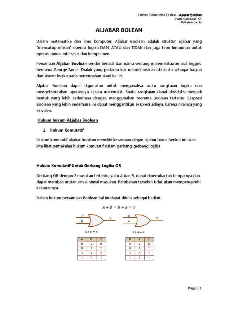 Aljabar Boolean | PDF
