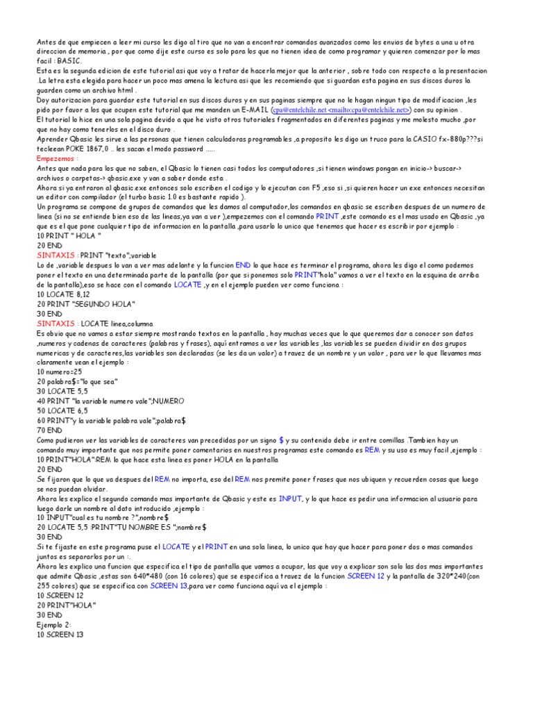 Manual Qbasic | PDF | Comillas | Básico