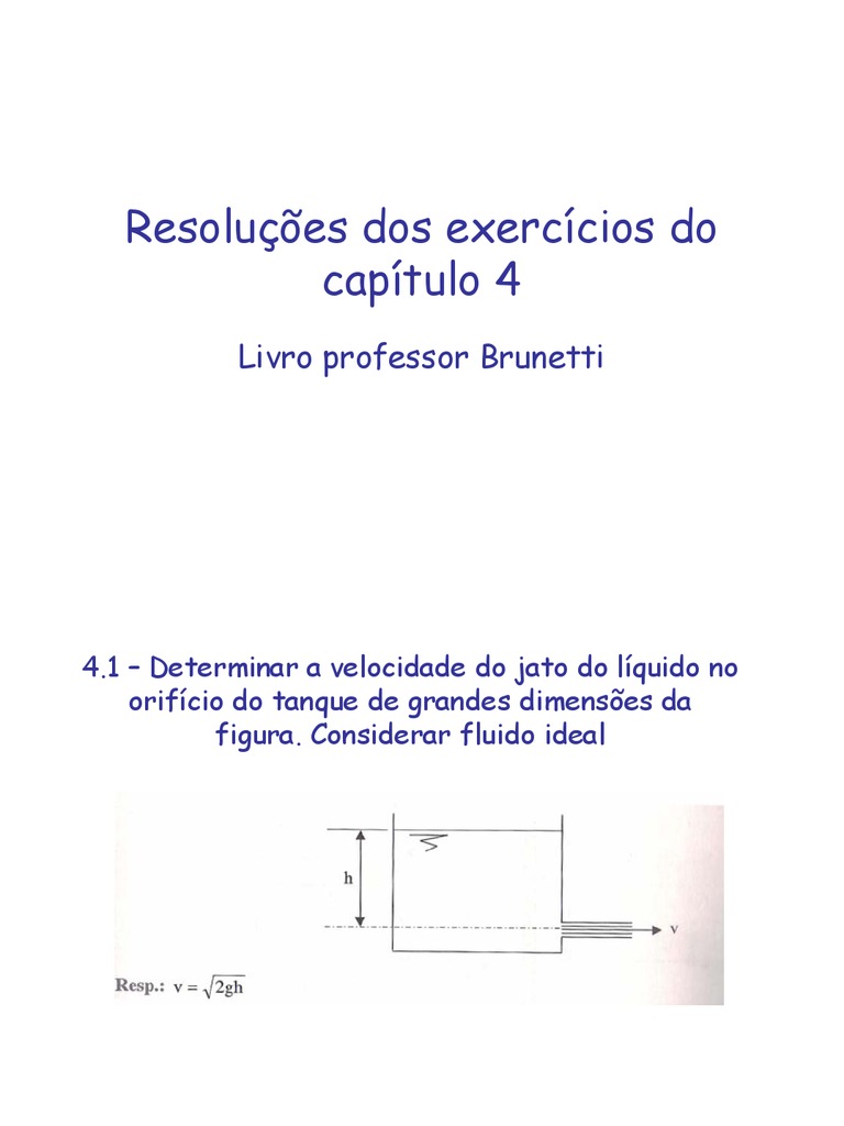 Resolução Dos Exercicios Do Livro de Mecanica Dos Fluidos - Franco ...