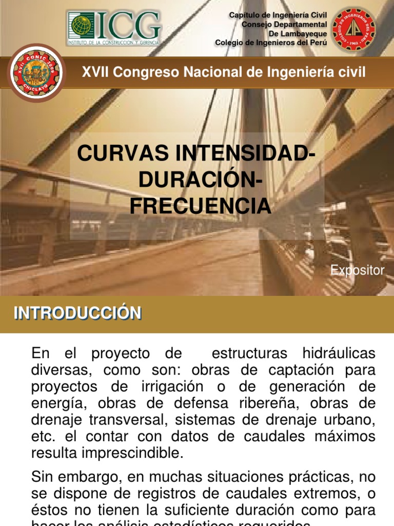 Presentacin Como Sacar Las Curvas Intensidad Frecuencia | PDF | Precipitación | Lluvia