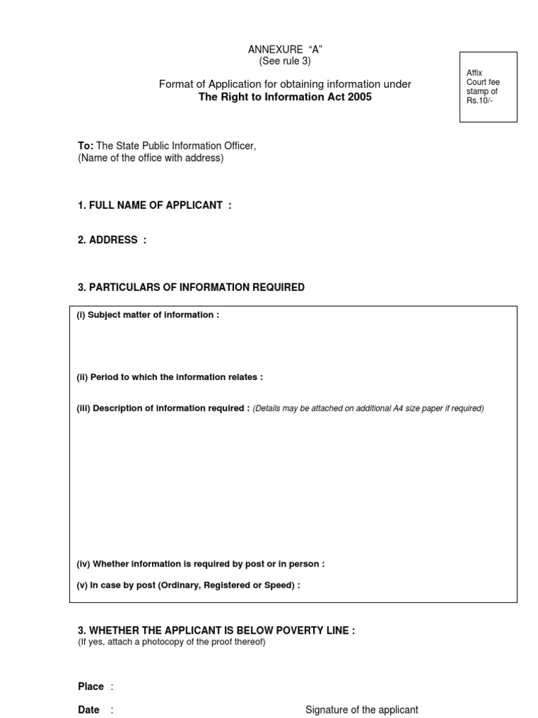 RTI Application Form | PDF | Government Information | Government