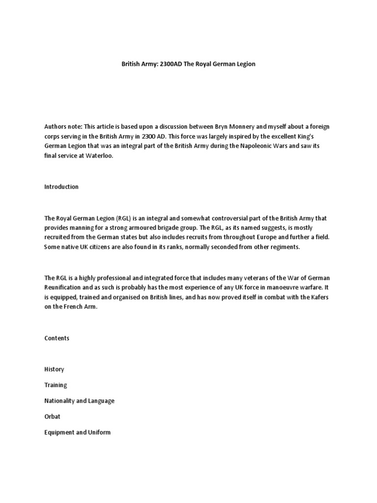 British Army 2300 German Legion RPG | PDF | Regiment | Brigade