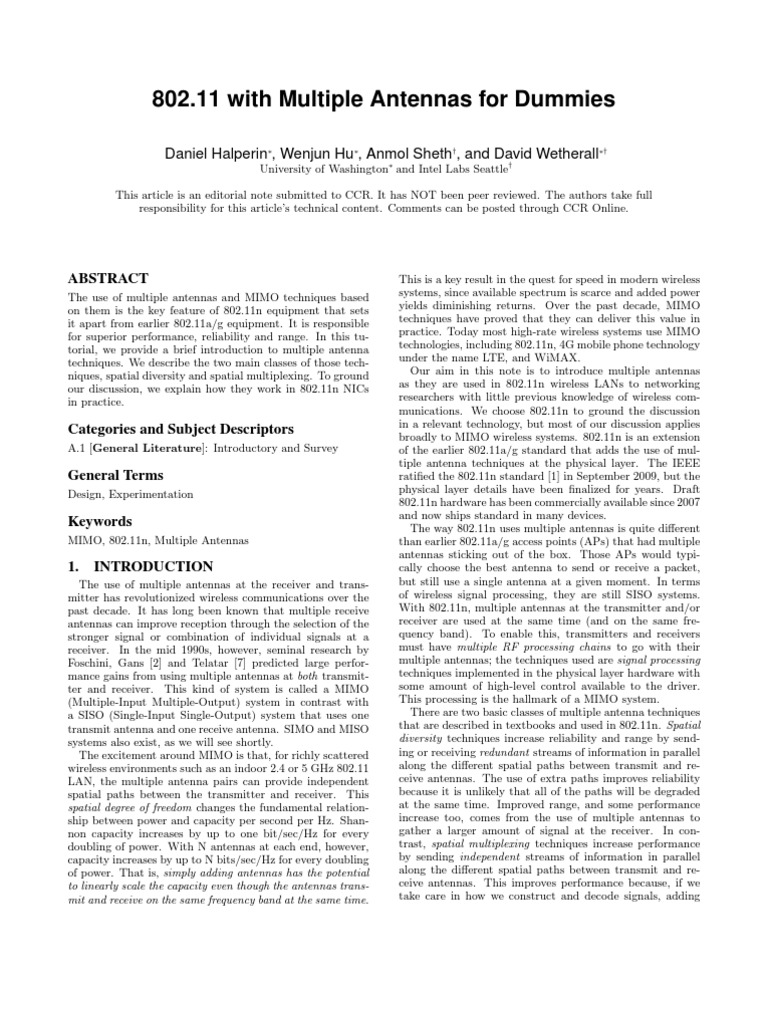 MIMO For Dummies | PDF | Mimo | Orthogonal Frequency Division Multiplexing