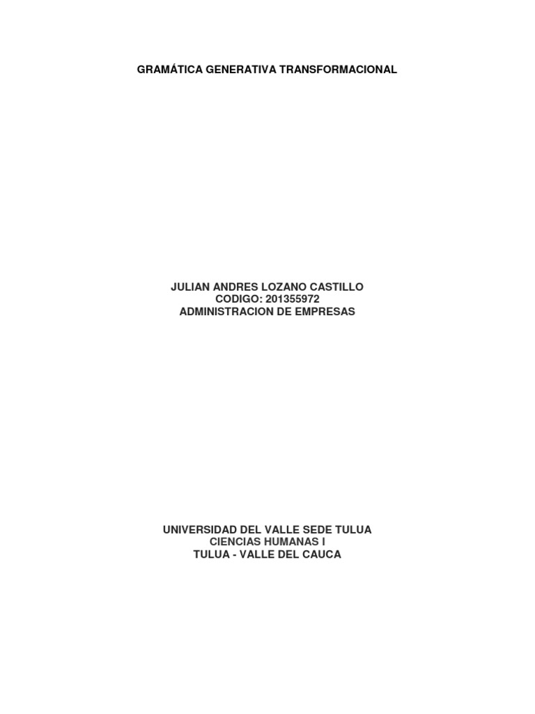 Gramática Generativa Transformacional | PDF | Noam Chomsky ...