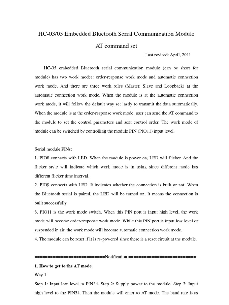 Bluetooth Modulo HC 05 1 | PDF | Bluetooth | Parameter (Computer Programming)