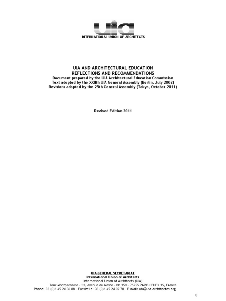 UIA Recommendations for Architectural Education | PDF | Design | Curriculum