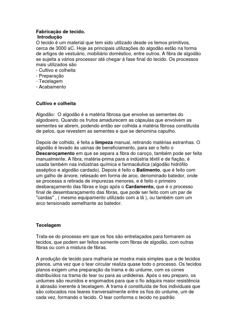 Tecido Word | PDF | Tecelagem | Têxteis