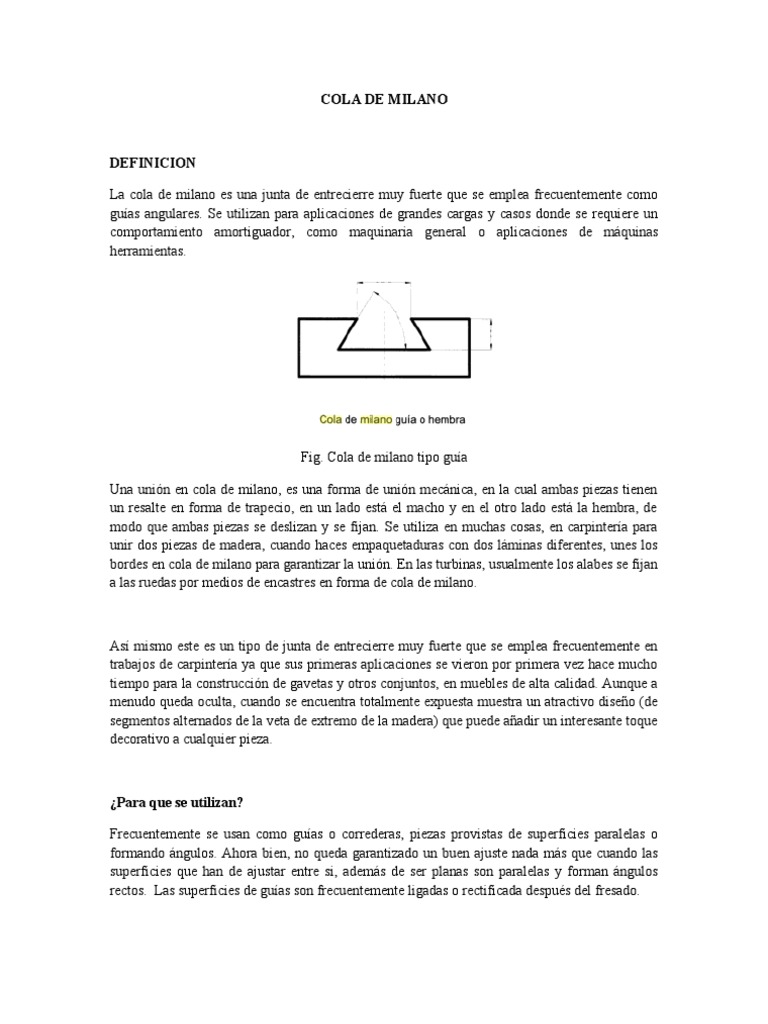 Guía sobre la Cola de Milano | PDF | Herramientas | Ingeniería