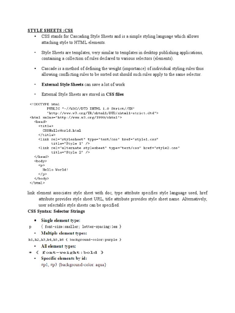 Style Sheets | PDF