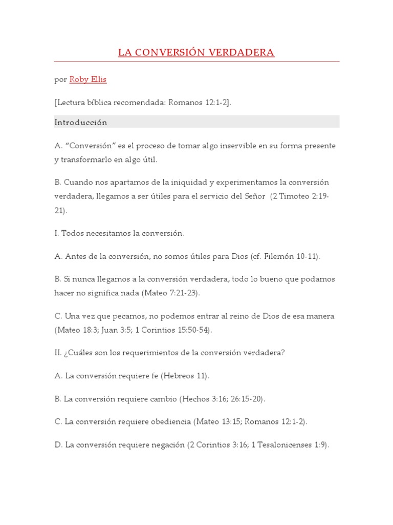 La Conversión Verdadera | PDF | Religión y espiritualidad