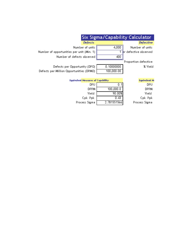 Six Sigma Capability Calculator Guide | PDF | Processes | Standard ...