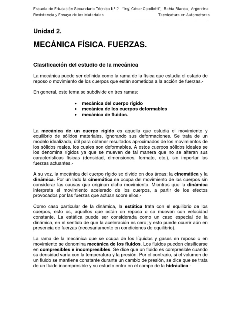 UNIDAD 2 Mecánica Física Fuerzas | PDF | Fuerza | Movimiento (física)