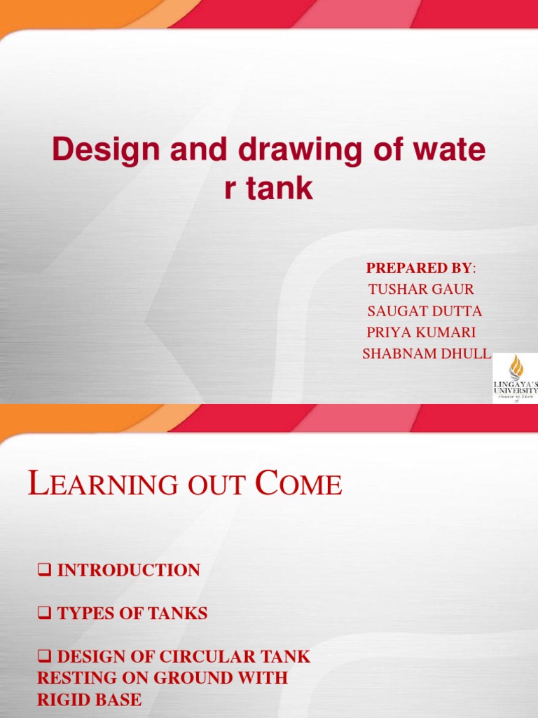 Design and Drawing of Water Tank | PDF | Fracture | Concrete