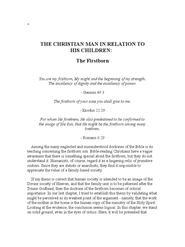 The Christian Man in Relation To His Children: The Firstborn | PDF | Tithe | Abraham