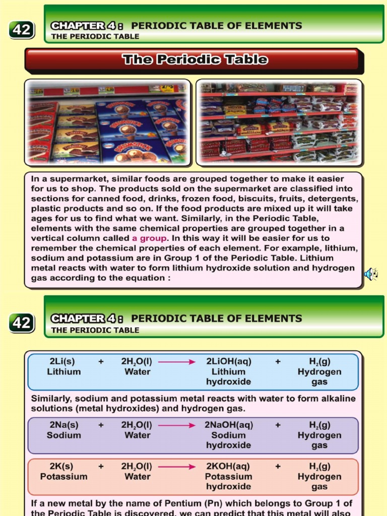 Chemistry Chapter 4 Periodic Table of Elements | PDF