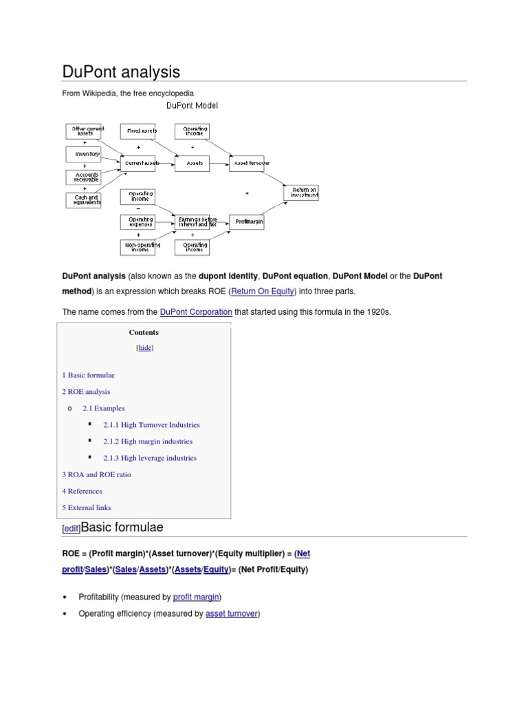 DuPont Analysis | PDF | Corporations | Investing