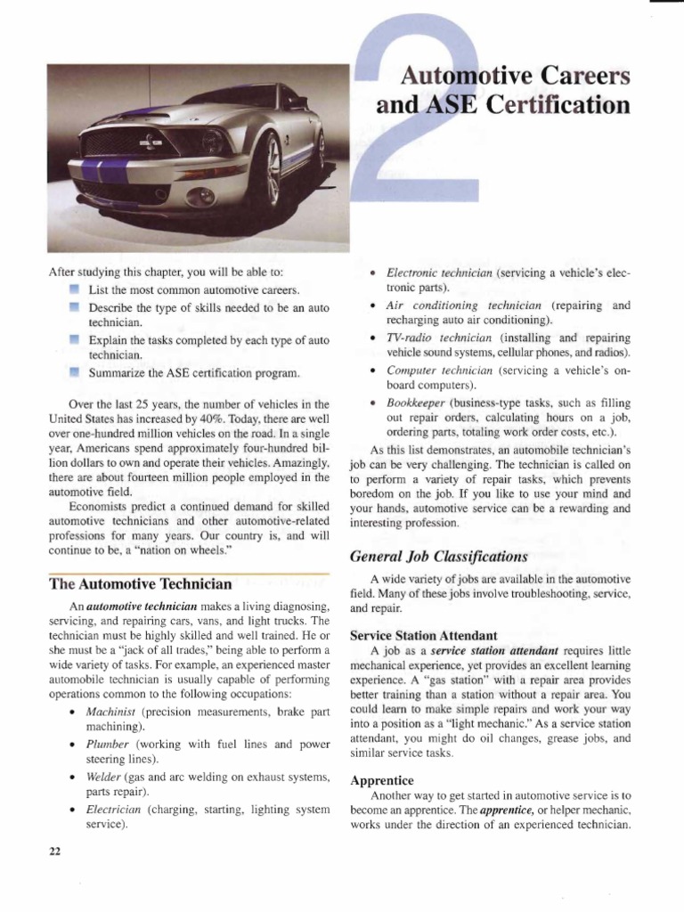 Automotive Careers and ASE Overview | PDF | Transmission (Mechanics) | Car