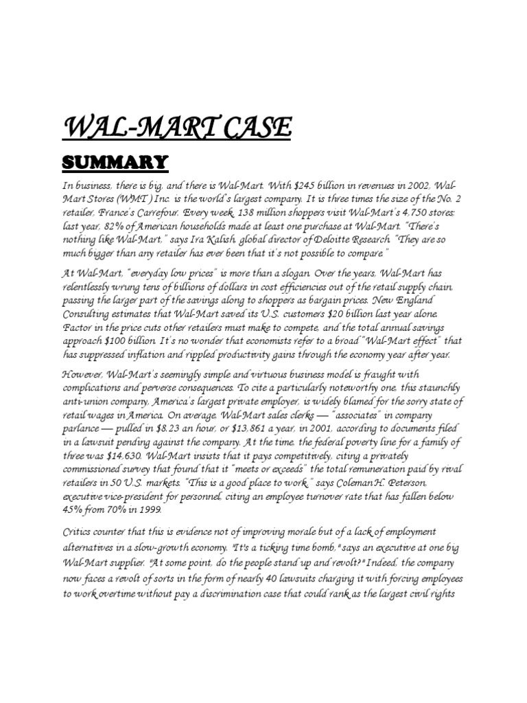 Wal-Mart Case | PDF | Walmart | Supermarket