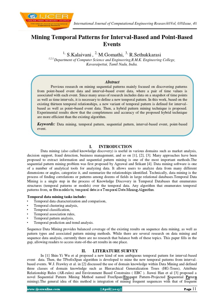 Mining Temporal Patterns For Interval-Based and Point-Based Events | PDF | Data Mining | Data