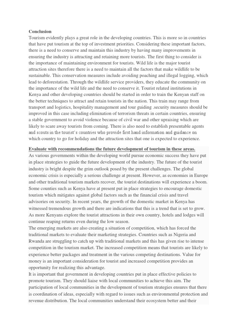 Conclusion | PDF | Tourism | Strategic Management