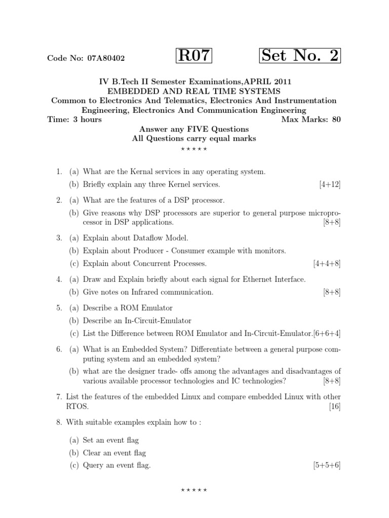 07a80402 Embeddedandrealtimesystems | PDF | Embedded System | Digital Signal Processing
